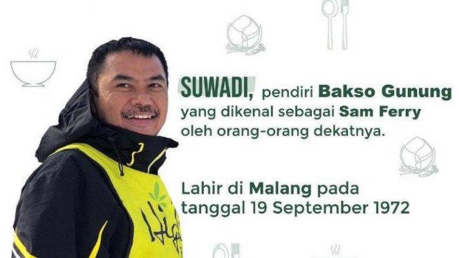 Sam Ferry, penjual bakso asal Malang yang sukses di Batam. (ist)